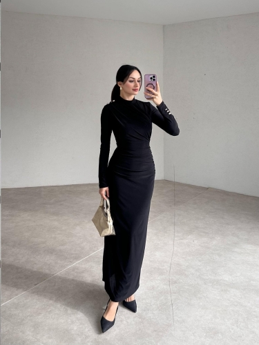 BİGLOW Maxi Elbise 2438 - Siyah MAXİ ELBİSELER Mooi Butik