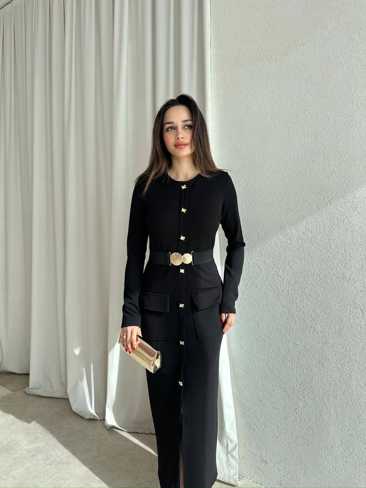 BLERTA Midi Elbise 8510 - Siyah ELBİSE Mooi Butik