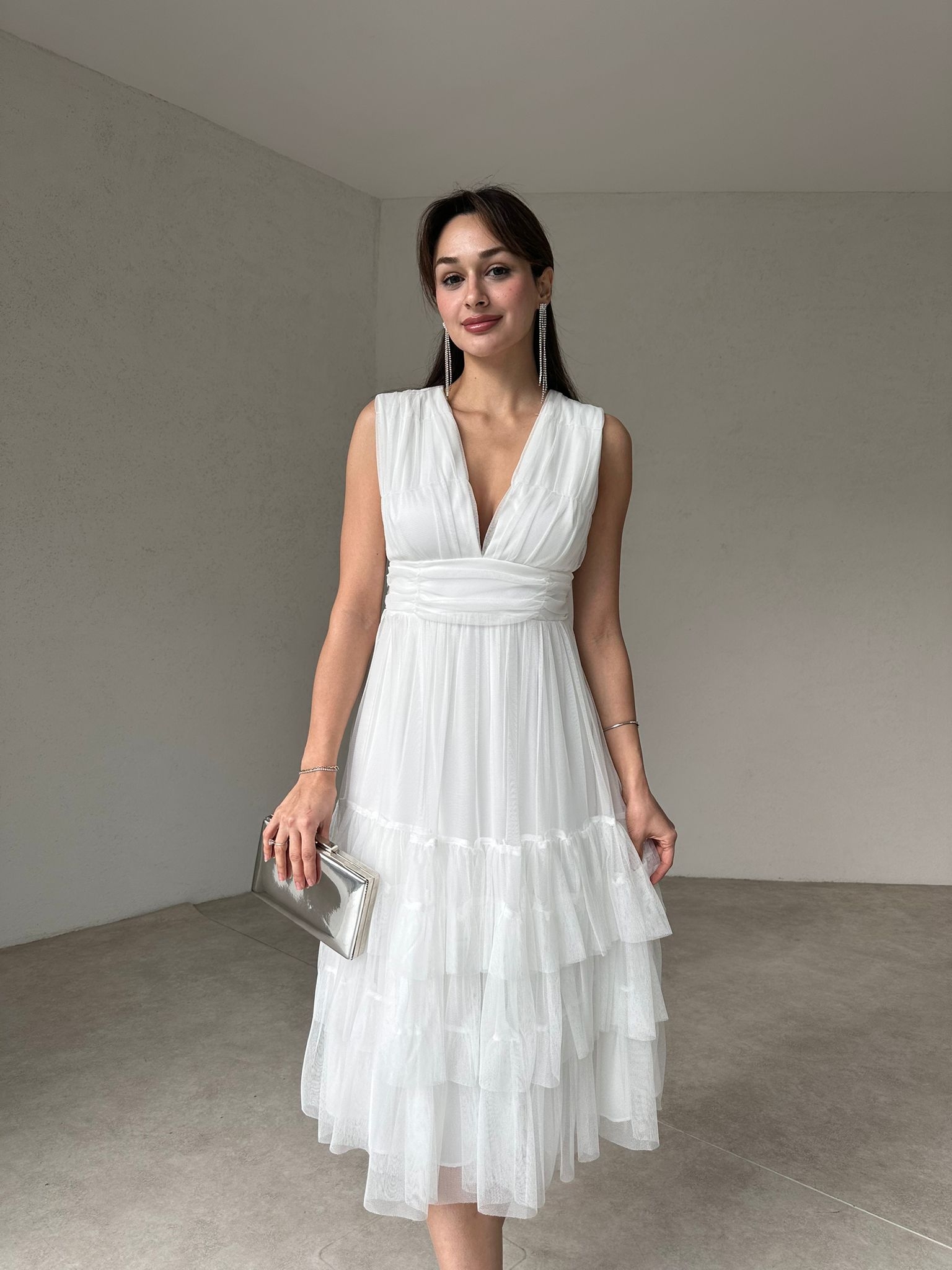COZA Midi Elbise 5141 - Beyaz ELBİSE Mooi Butik