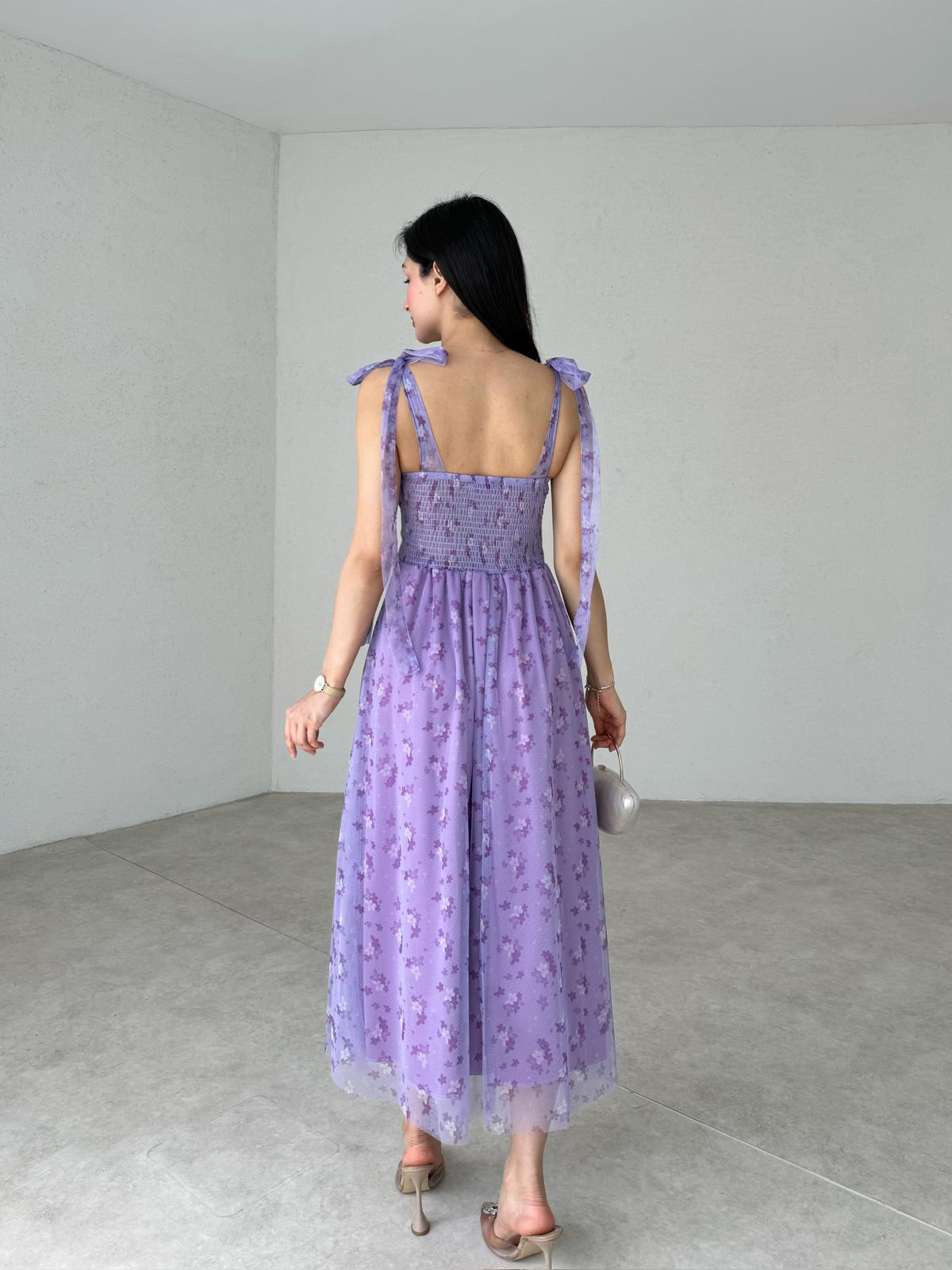 DANİELA Midi Elbise 4095 - Lila ELBİSE Mooi Butik