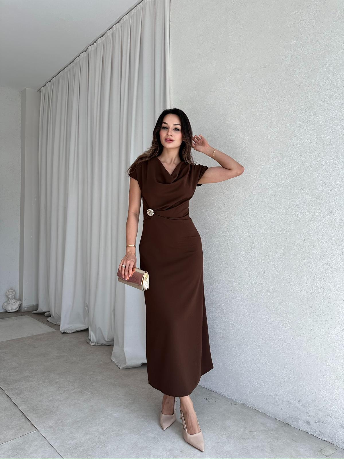 DESERT Maxi elbise 8137 - Acı Kahve ELBİSE Mooi Butik