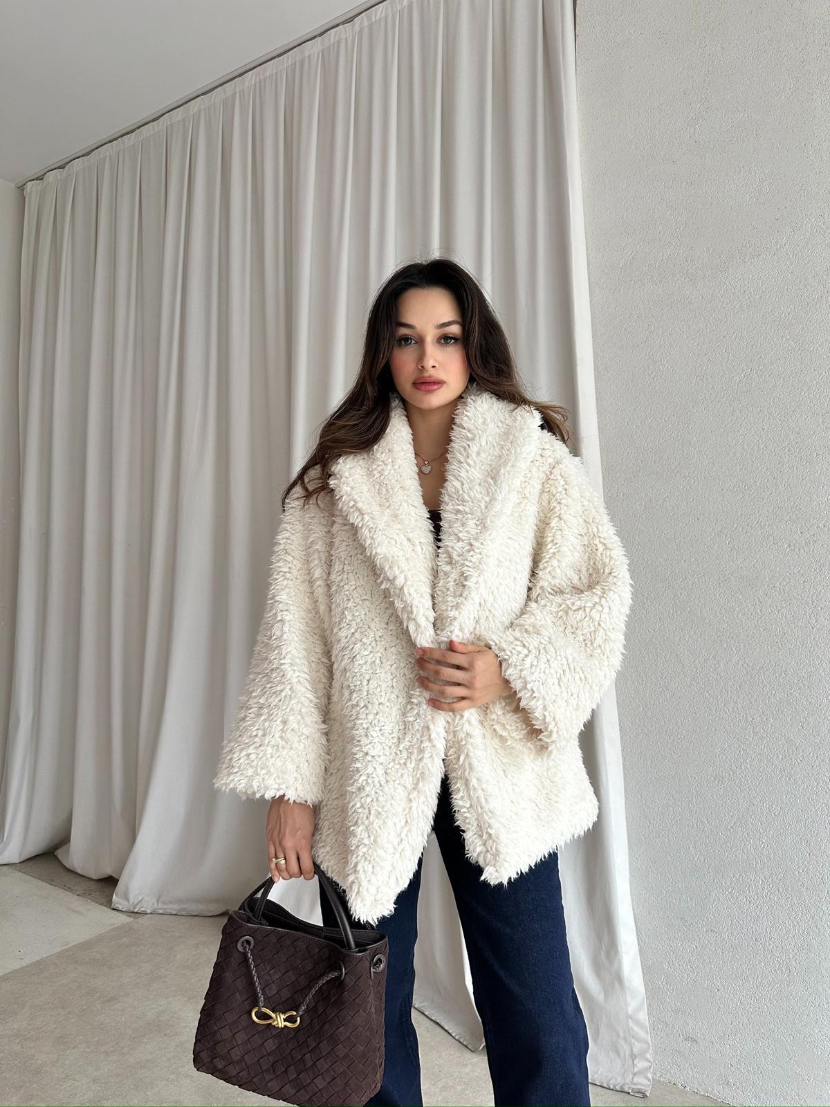 ELNA Kürk 8467 - Beyaz KABAN Mooi Butik
