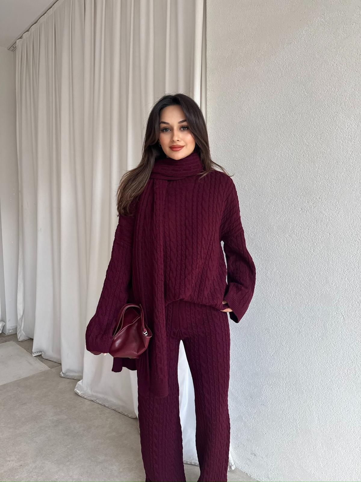 FEMME Takım 8443 - Bordo TRİKO TAKIM Mooi Butik