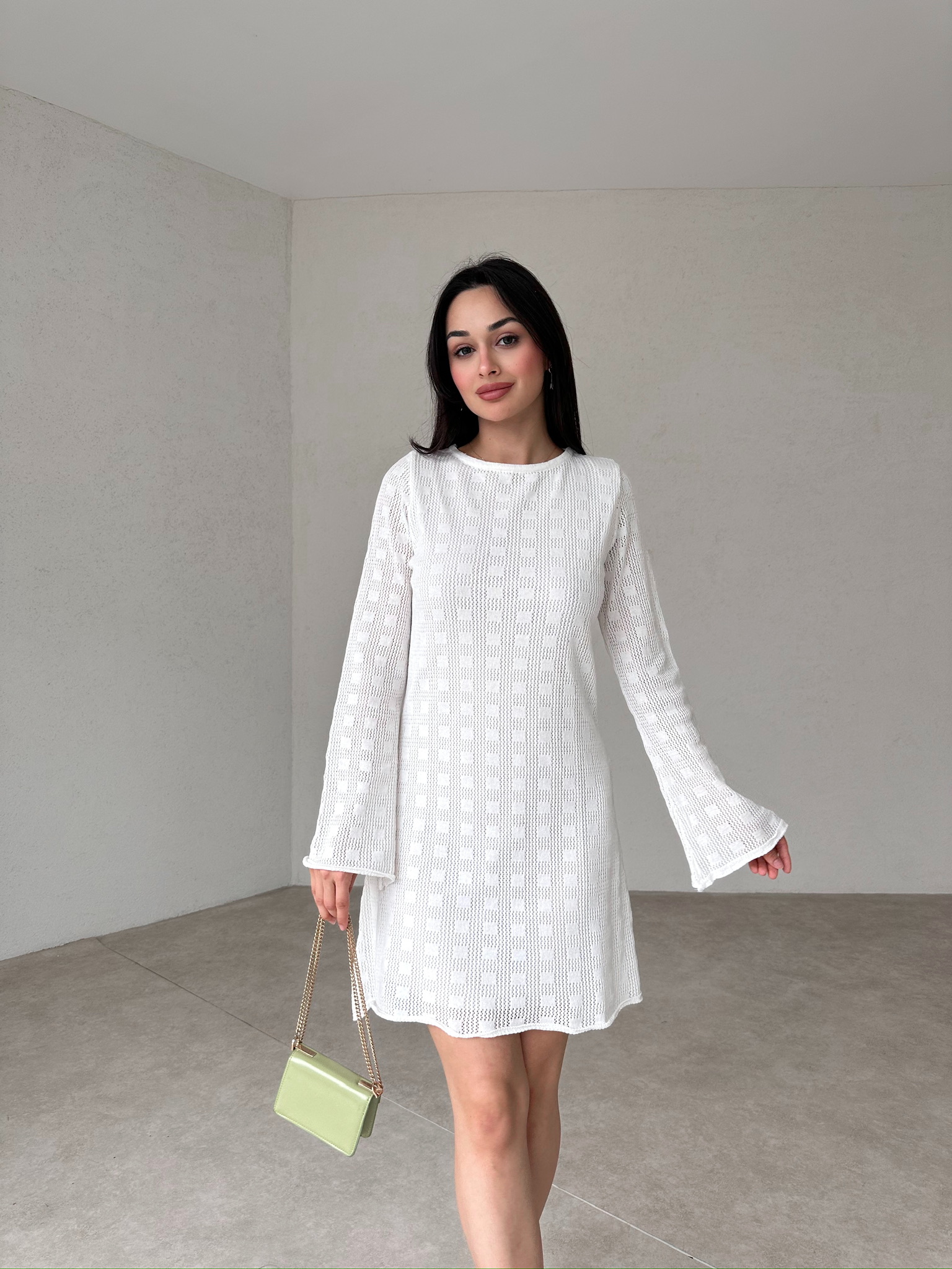 FLORENCE Mini Elbise 9877 - Beyaz ELBİSE Mooi Butik
