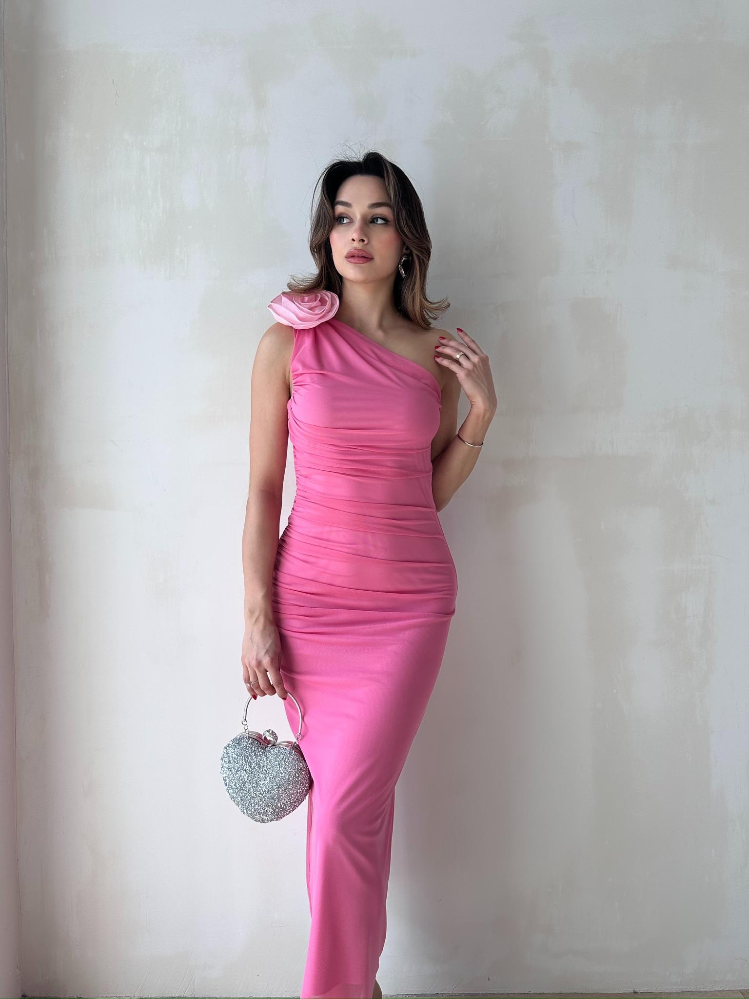 HOWKER Maxi Elbise 3892 - Pembe ELBİSE Mooi Butik