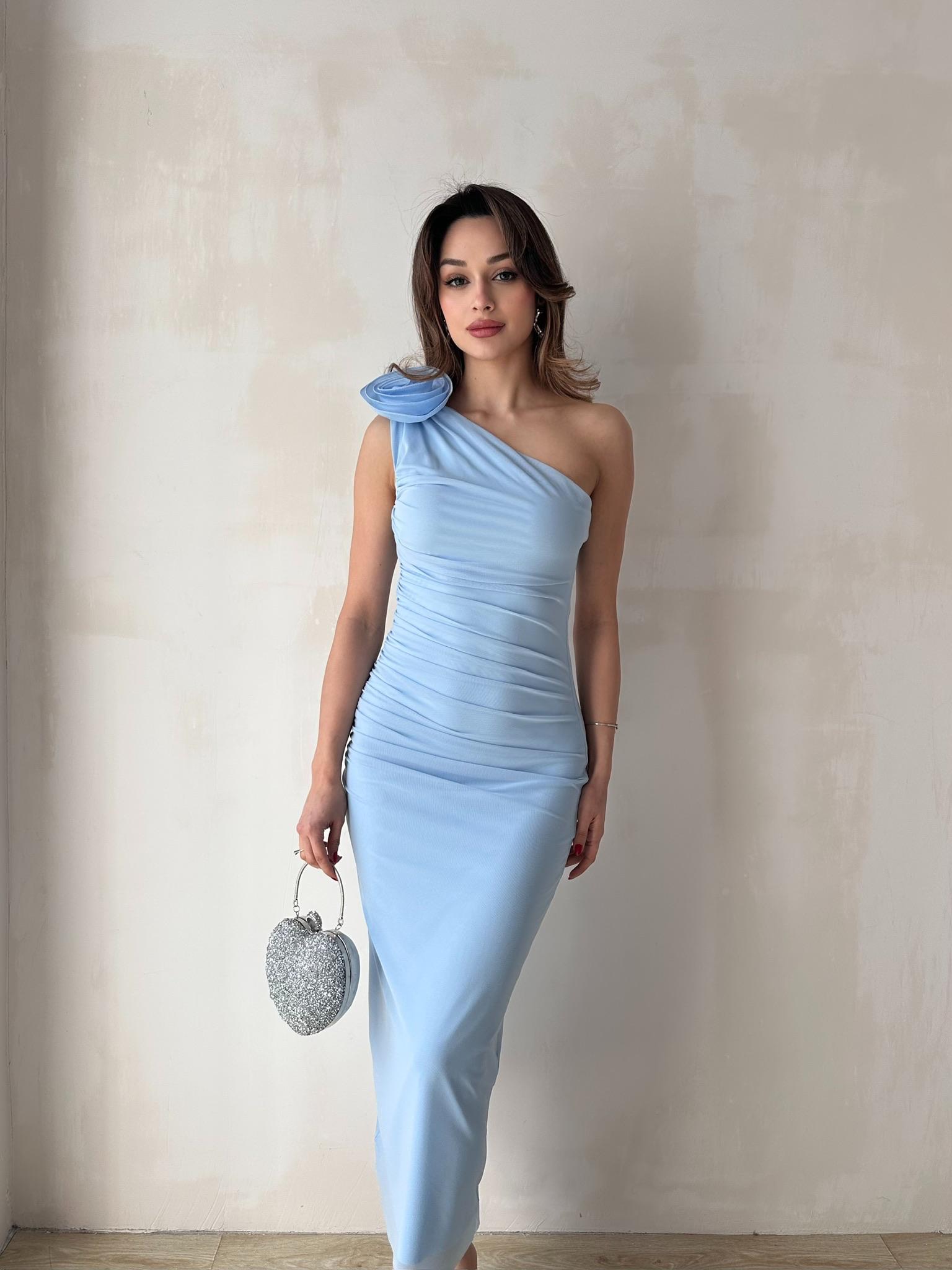 HOWKER Maxi Elbise 3892 - Mavi ELBİSE Mooi Butik