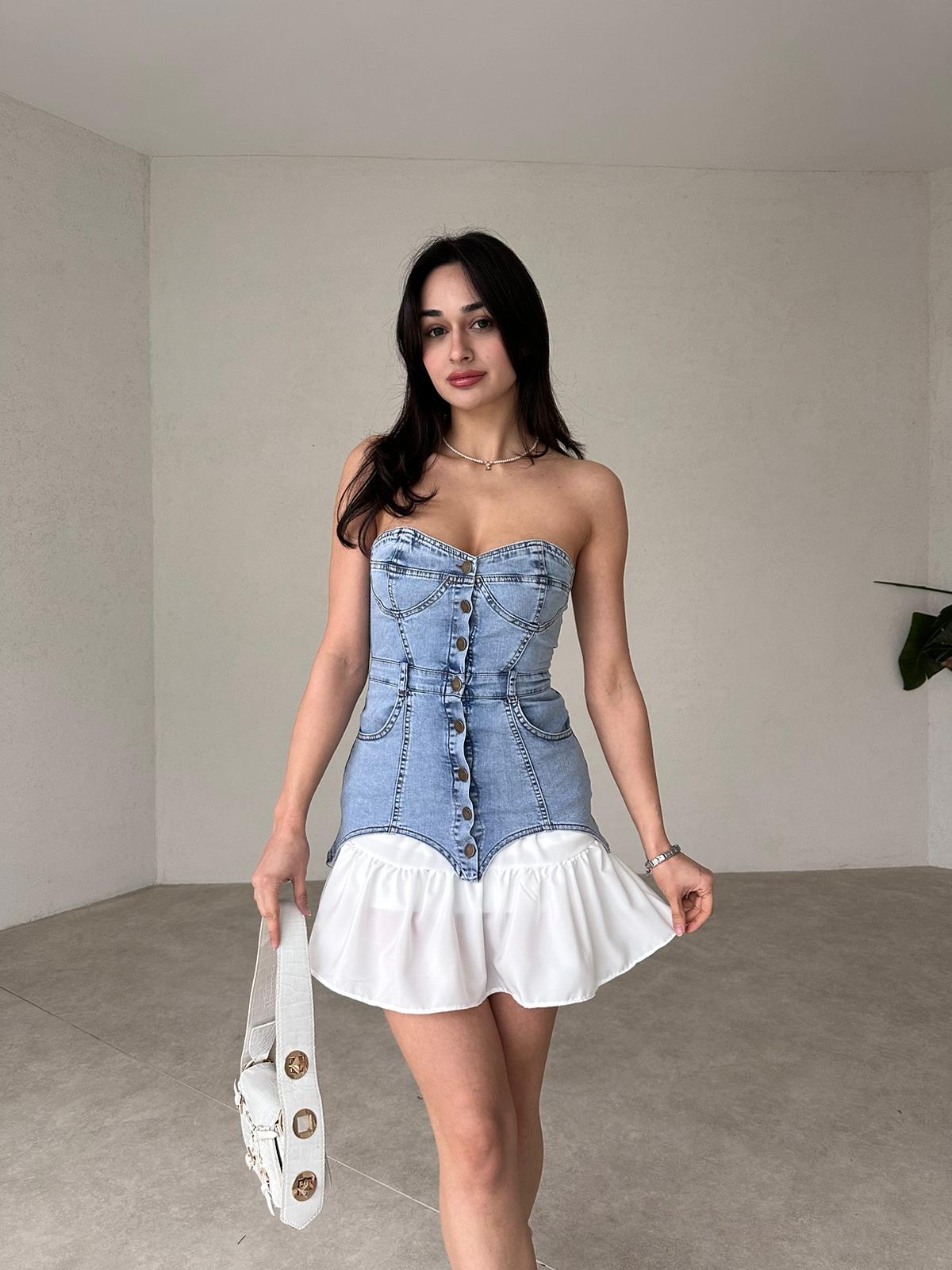 İki Parçalı Mini MADİSON Elbise 5645 MİNİ ELBİSELER Mooi Butik
