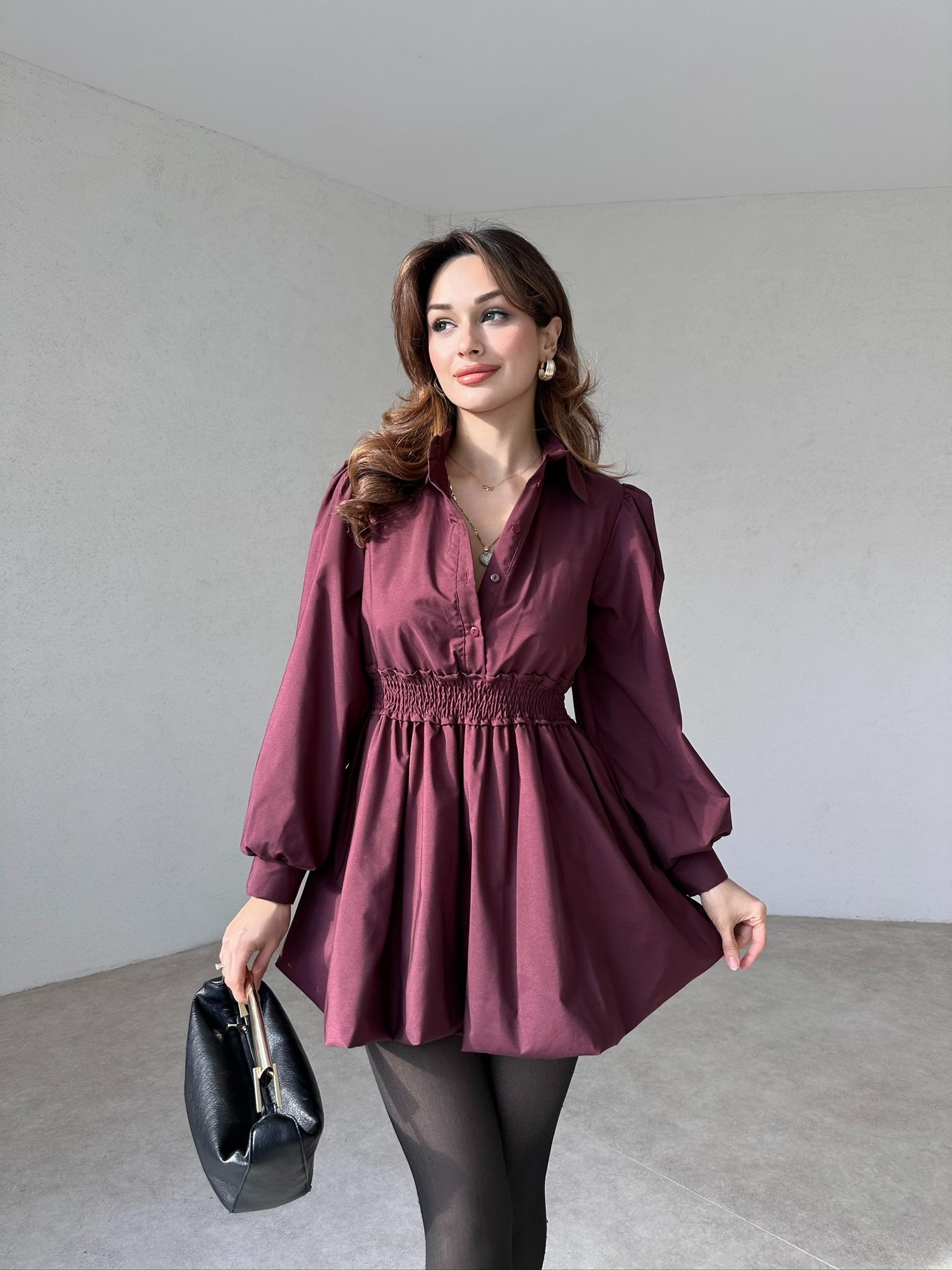 JAZELLA Mini Elbise 9823 - Bordo ELBİSE Mooi Butik