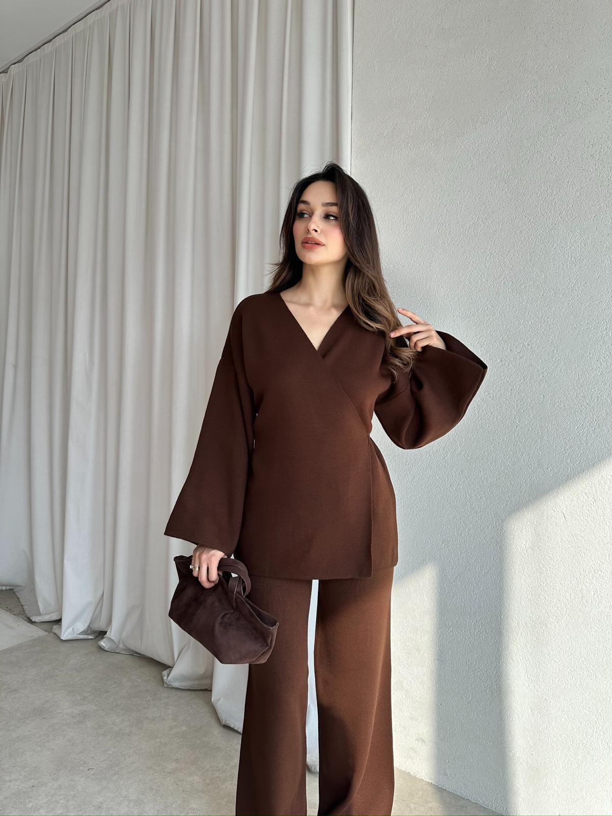 MOON Triko Takım 8650 - Kahverengi TRİKO TAKIM Mooi Butik