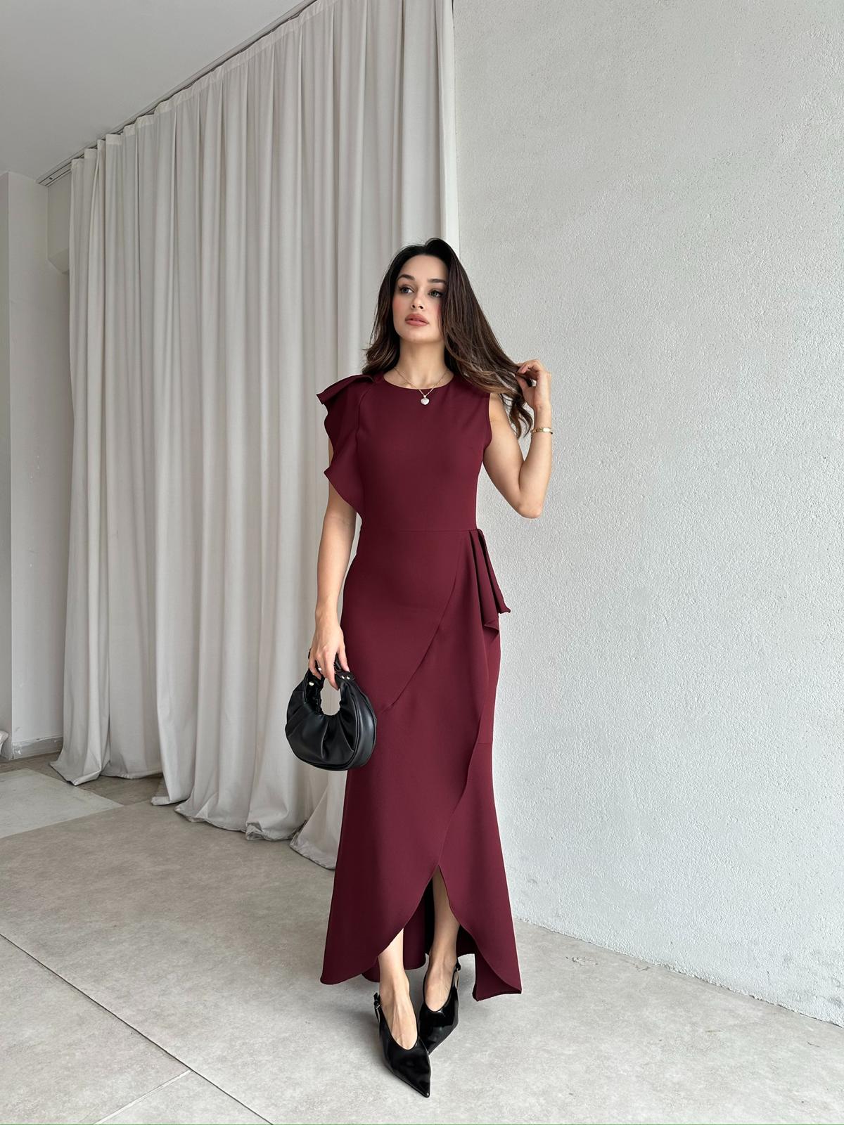 PEDRO Elbise 4578 - Bordo ELBİSE Mooi Butik