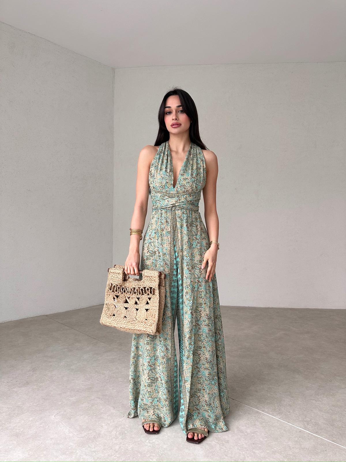 Sırt Dekolteli HARPSTER Tulum 6322 - Yeşil YENİ SEZON Mooi Butik