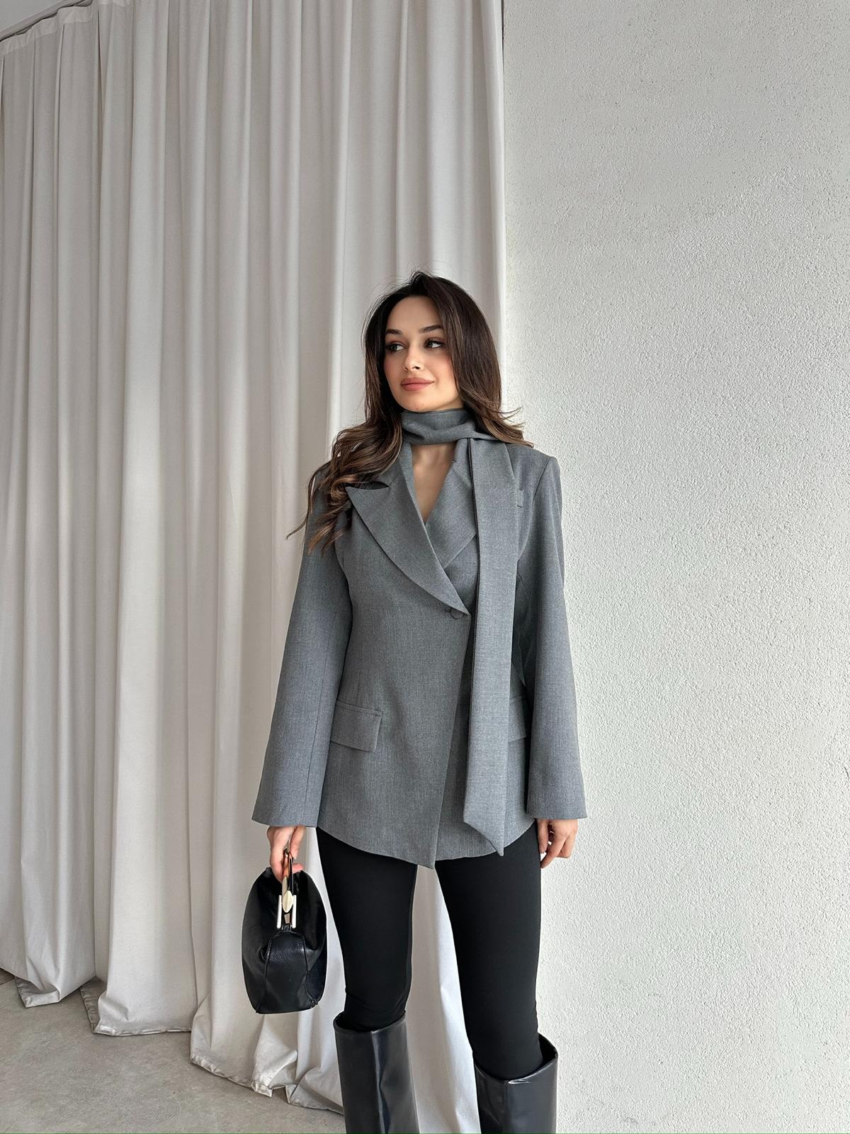ZEGNA Şallı Ceket 8370 - Gri CEKET Mooi Butik
